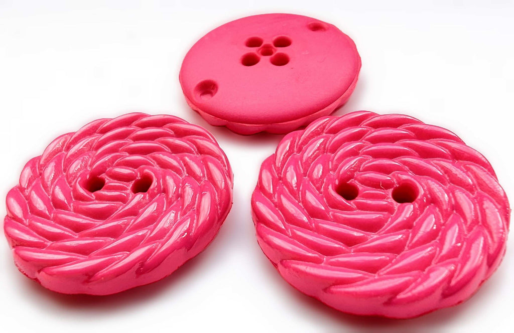 B5345 28mm Cerise Pink Gloss Textured Swirl Nylon 2 Hole Button ...
