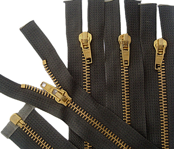 Z5247 46cm Dark Grey Brass Teeth No.5 Open End Zip – Ribbonmoon