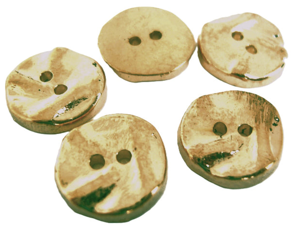 B14989 15mm Gold Molten Metallic Effect Gilded Poly 2 Hole Button ...