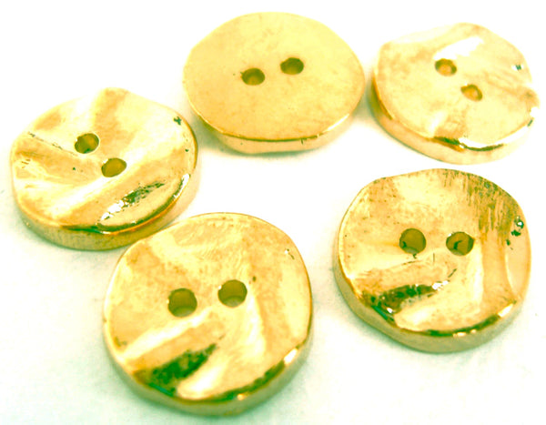 B14989 15mm Gold Molten Metallic Effect Gilded Poly 2 Hole Button ...