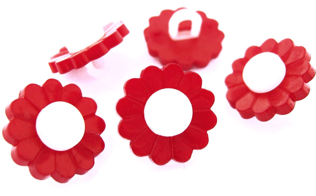 B8406 15mm Red-White Daisy Flower Design Acrylic Shank Button – Ribbonmoon