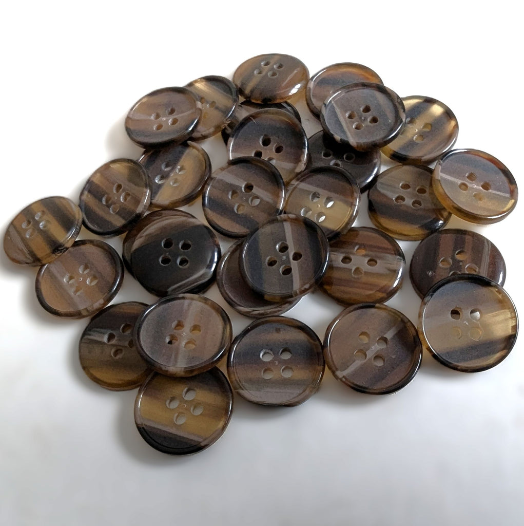 19mm Button | Matt Centre-Gloss Raised Rim | 4 Hole | Tonal Browns ...