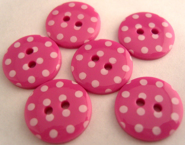 B16270 15mm Hot Pink and White Polka Dot Glossy 2 Hole Button – Ribbonmoon