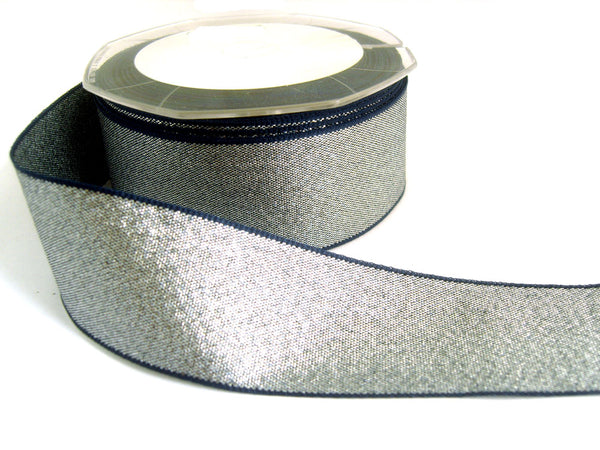 37mm Silver & Navy Shot Lame Ribbon – Ribbonmoon
