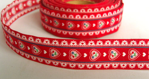 25mm Red 100% Cotton Flower Design Ribbon – Ribbonmoon