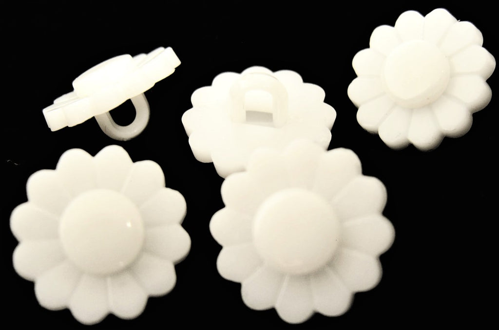 B8422 15mm White Daisy Flower Design Acrylic Shank Button – Ribbonmoon