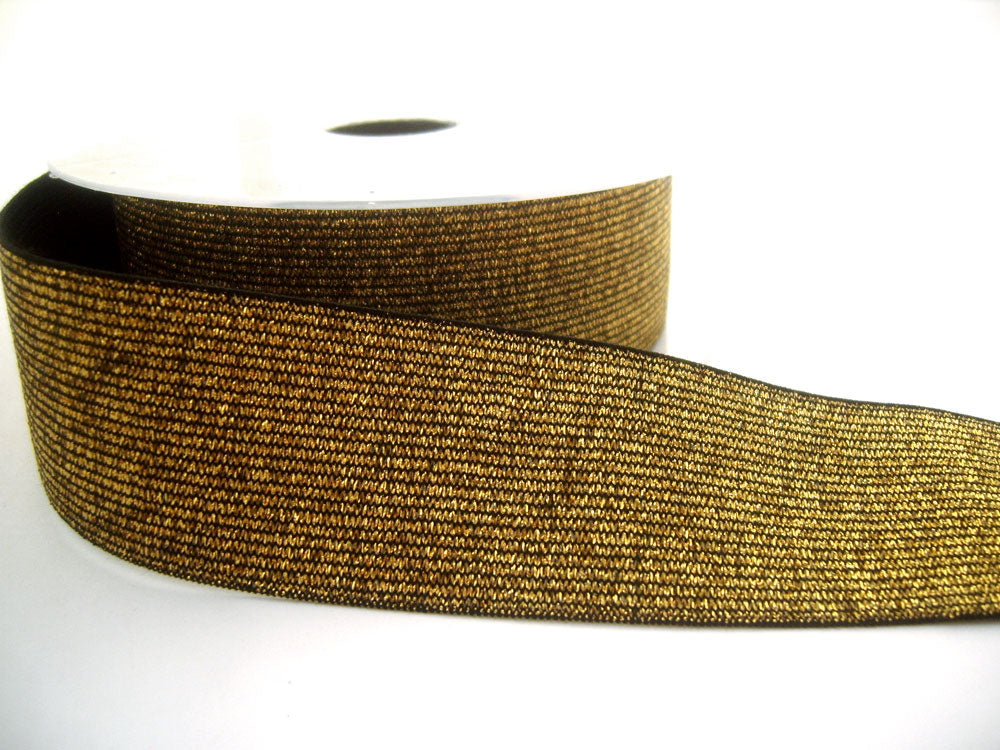 E134 40mm Black and Metallic Gold Lurex Elastic – Ribbonmoon