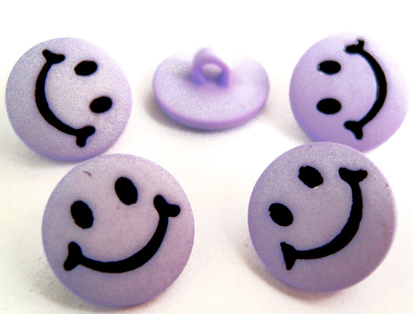 B15846 15mm Lilac and Black Smiley Face Matt Novelty Shank Button ...