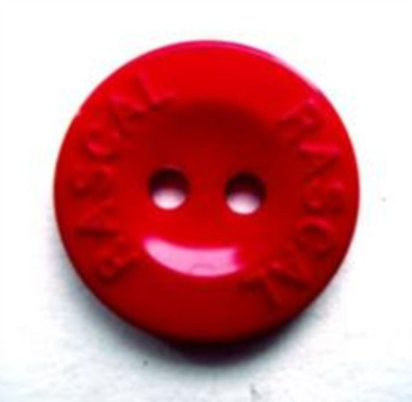 B7011L 16mm Red Gloss 2 Hole Button, Rasied Lettered Rim RASCAL ...