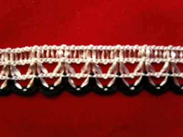 15mm Black & Pearl White Vintage Lace Braid | Sewing & Craft Trim ...