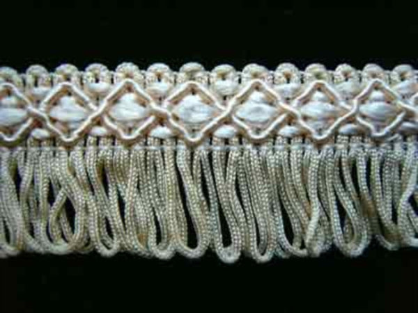 FT1256 32mm Cream and Ivory Looped Fringe on a Decorated Braid – Ribbonmoon
