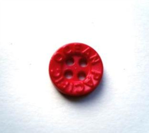 B17294 11mm Red 4 Hole Button, Raised Lettered Rim...PACIFIC OCEAN ...