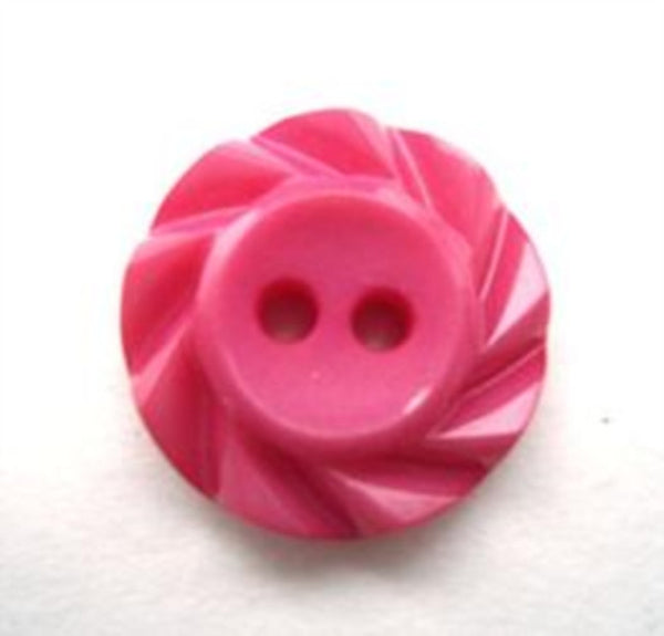 B13629L 17mm Hot Pink Matt Centre 2 Hole Button with a Fluted Edge ...