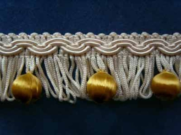 FT476 30mm Cream Looped Fringe with Gold Satin Sheen Bobbles – Ribbonmoon